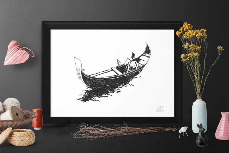 Gondola drawing - Plum Plum Creations